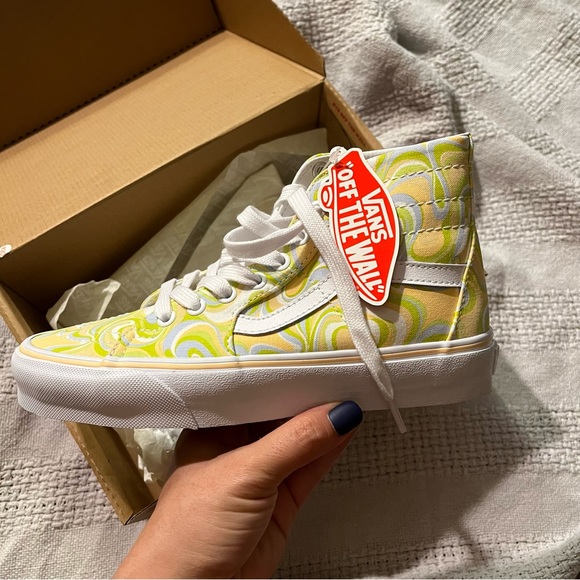 Vans | Shoes | New Vans Sk8hi Tapered Sneakers In Lime Swirl Cream Size ...